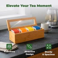 China Natural Bamboo Tea Storage Box with Clear Acrylic Window Lid for sale