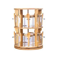 China Double Tier Wooden Rotating Can Storage Rack for Kitchen Organizer and Spice Storage for sale