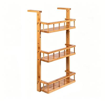 China Eco-friendly Bamboo Wall-Mounted 3-Tier Kitchen Organizer Spice Rack for sale