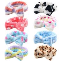 China Soft Coral Fleece Makeup Spa Women Facial Headband With Bow Tie Design for sale