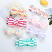 China Soft Coral Fleece Makeup Spa Women Facial Headband With Bow Tie Design for sale