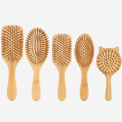 China Eco Friendly Biodegradable Bamboo Hair Brush With Wide Tooth Scalp Massage Comb for sale