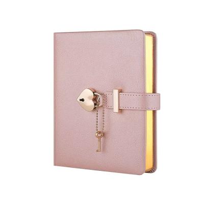 China 100 Sheets Diary Journal B6 Notebook With Heart-Shaped Lock PU Leather Cover for sale