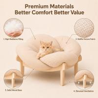 China Eco-Friendly Sturdy Solid Wood Frame Elevated Cat Bed With Removable Washable Cover for sale