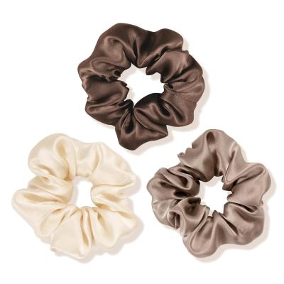 China Soft Satin Silk Solid Color Scrunchies Elastic Hair Bands for sale