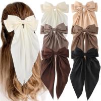 China Elegant Oversized Long Tail Satin Vintage Ribbon Bow Hair Clip for sale