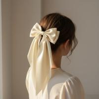 China Elegant Oversized Long Tail Satin Vintage Ribbon Bow Hair Clip for sale