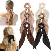 China Soft Satin Silk Hair Scarf Scrunchies Bow Hair Ties Health Beauty Products for sale