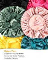 China Adjustable Satin Silk Lined Double Layer Hair Bonnet With Tie Band for sale