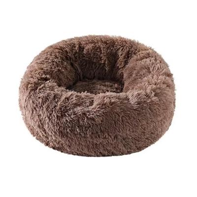 China Calming Donut Plush Pet Bed For Cats Dogs Machine Washable Non Slip for sale