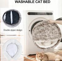 China Plush Hooded Cat Bed With Removable Washable Cover And Non Slip Bottom For Indoor Pets for sale