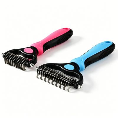China Pet Grooming Combo Undercoat Rake Deshedding Brush For Cats And Dogs for sale