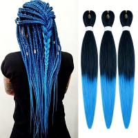 China Pre-stretched Colored Synthetic Hair Extensions Hot Water Setting Braiding Bundles for sale