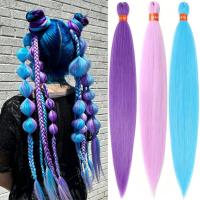 China Pre-stretched Colored Synthetic Hair Extensions Hot Water Setting Braiding Bundles for sale