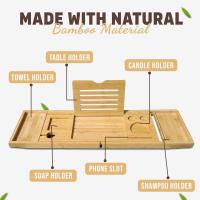 China Expandable Bamboo Bathtub Caddy with Safe Holders and Durable Design for sale