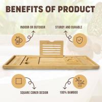 China Expandable Bamboo Bathtub Caddy with Safe Holders and Durable Design for sale