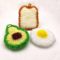 China Handmade Crochet Cute Watermelon with Leaf Mesh Cleaning Sponge Dish Scrubber for sale