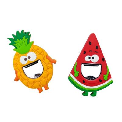 China Eco-Friendly Fruit Cute Rubber Beer Bottle Opener Refrigerator Magnet for sale