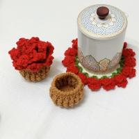 China Crochet Flower Bouquet Handmade Coaster Home Decor for sale
