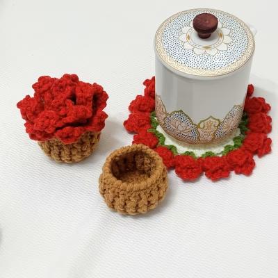 China Crochet Flower Bouquet Handmade Coaster Home Decor for sale