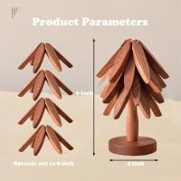 China 4 Wooden Trivets Christmas Tree Table Mat Set Hot Dishes Kitchenware Tool for sale