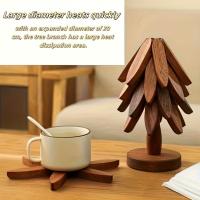 China 4 Wooden Trivets Christmas Tree Table Mat Set Hot Dishes Kitchenware Tool for sale