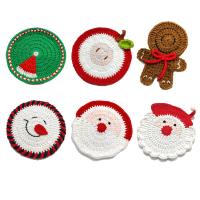 China Knitted Crochet Coasters Handmade Heat Resistant Christmas Design Cup Mat Home Houseware for sale