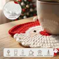 China Knitted Crochet Coasters Handmade Heat Resistant Christmas Design Cup Mat Home Houseware for sale