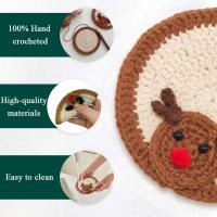 China Knitted Crochet Coasters Handmade Heat Resistant Christmas Design Cup Mat Home Houseware for sale