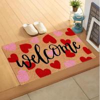 China Coir Doormat Heart Design Non Slip Backing Entrance Floor Mat Home Houseware for sale