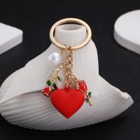China Keychain Heart Shaped Red Rose Valentine Gift Decoration Home Houseware for sale