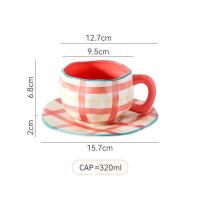 China 320ml Ceramic Coffee Mug Set with Irregular Shape Cup and Saucer for sale