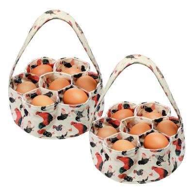 China 7 Pouches Canvas Egg Collecting Basket Easter Egg Gathering Storage Basket for sale