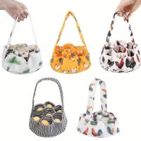 China 7 Pouches Canvas Egg Collecting Basket Easter Egg Gathering Storage Basket for sale