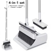China 4-in-1 Multi-Functional Broom and Dustpan Set with Long Handle and Soft Bristle for sale