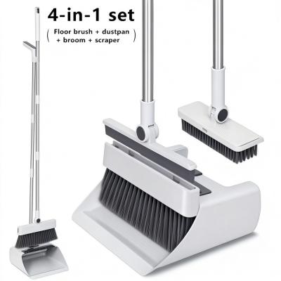 China 4-in-1 Multi-Functional Broom and Dustpan Set with Long Handle and Soft Bristle for sale