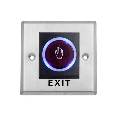 China 304 Stainless Steel Touchless Exit Button 86x86mm IR Sensor with LED Indicator for sale