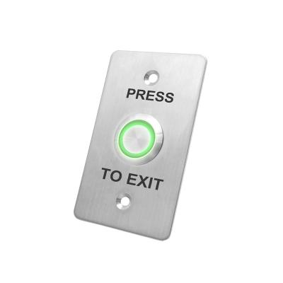 China PRESS TO EXIT Screen 4 Pin Push Button Switch 24V DC Stainless Steel Momentary Exit Button 86x50mm for sale