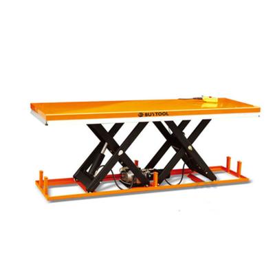China 4000lbs 2 Ton Tandem Scissor Lift Table Hydraulic Electric 2500x850mm Platform for sale