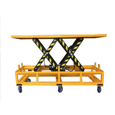 China Electric Lift Table Cart 2200 lbs Capacity 2500x820 mm Platform Mobile Scissor Lift for sale
