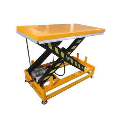 China 1.1kw Hydraulic Scissor Lift Work Table 1600x1000mm High Base Frame Electric Lift Table for sale