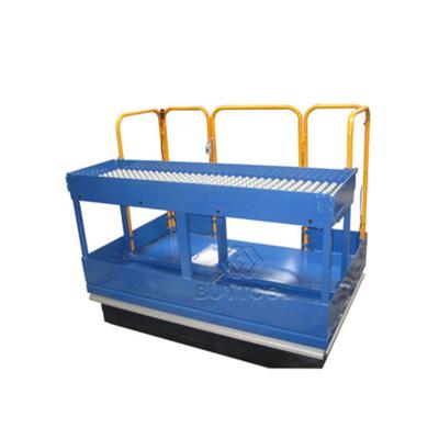 China 2200 lb Capacity Electric Stationary Lift Table 48x72 Pop-Up Ball Transfer Platform Safety Rails for sale