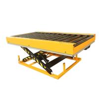 China Manual Stationary Lift Table 1000kg 2200lbs Power Roller Rubber Coated 24x36 for sale