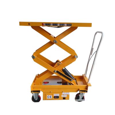 China 800kg Capacity Electric Mobile Lift Table Portable DC Scissor Lift 1010x520mm for sale