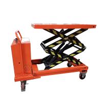 China Semi Electric Mobile Lift Table 750kg Capacity 230mm Min Height Turntable Foot Operated for sale