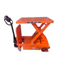 China Self Propelled Mobile Lift Table 1100lbs Full Eletric Lifting With 24 DC Batteries for sale