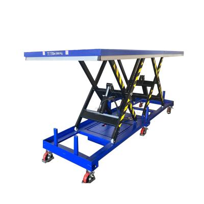 China Mobile DC Battery Powered Tandem Scissor Lift Table 4400 lbs Capacity 100x32.3 in Platform for sale