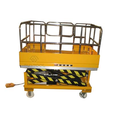 China Guardrail Access Mobile Scissor Lift Table 2200 lbs Capacity 39.9 inch Max Height Electric Lift Platform for sale