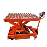 China Scissor Automatic Braking Mobile Lift Table 500kg Capacity with Pop Up Ball Transfer for sale