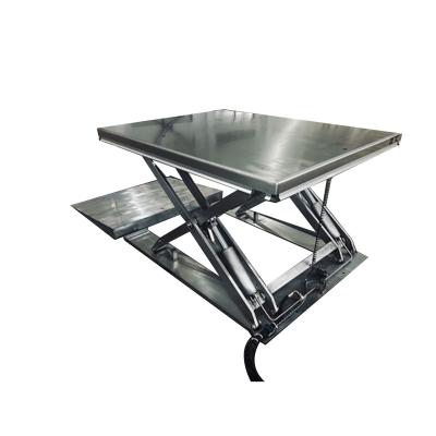 China Stainless Steel 316 Low Profile Scissor Lift Table 2200 lbs Capacity 33.9 inch Height for sale